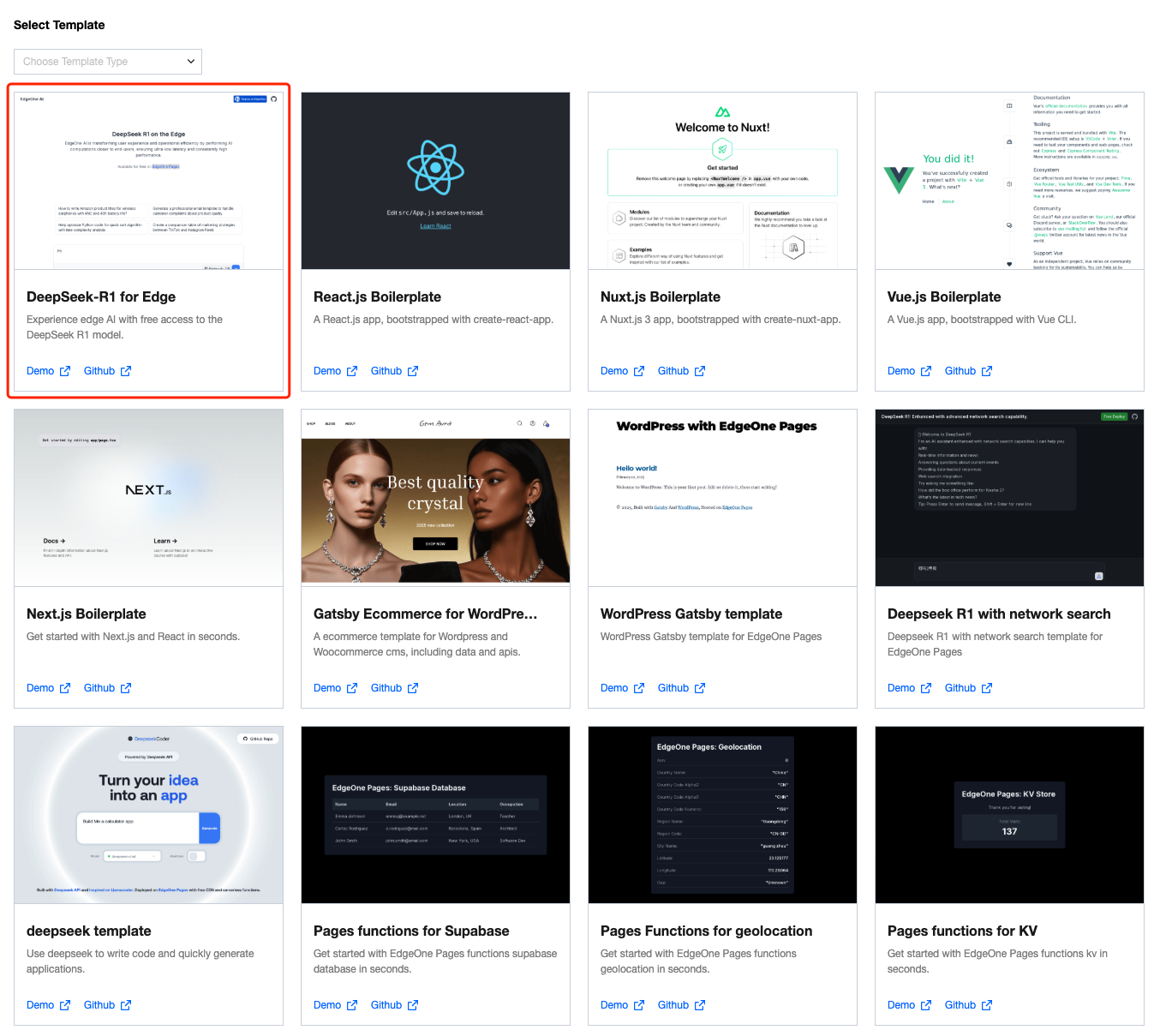 Starting From a Template - EdgeOne Pages
